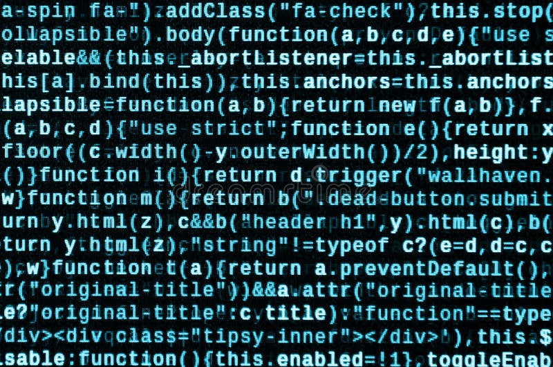 Writing Programming Code on Laptop. Digital Binary Data on Computer ...
