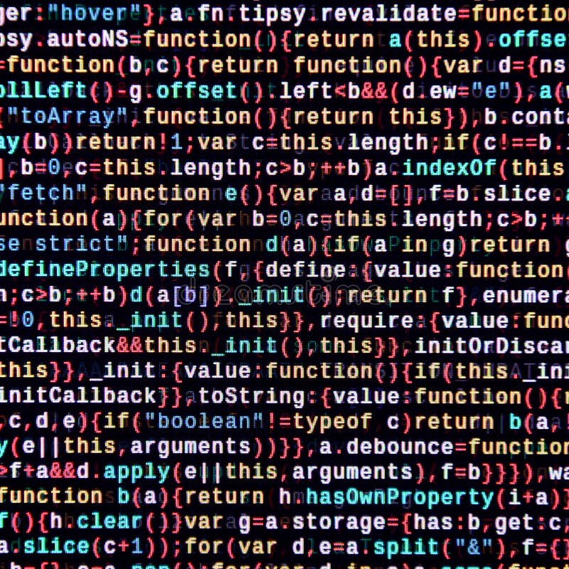 Writing Programming Code on Laptop. Digital Binary Data on Computer ...