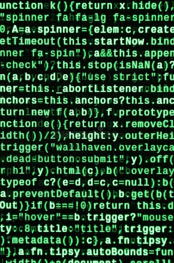 Writing Programming Code on Laptop. Digital Binary Data on Computer ...