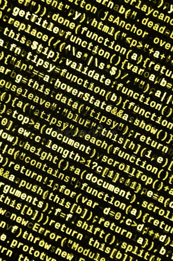 Writing Programming Code on Laptop. Digital Binary Data on Computer ...