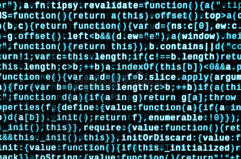 Writing Programming Code on Laptop. Digital Binary Data on Computer ...