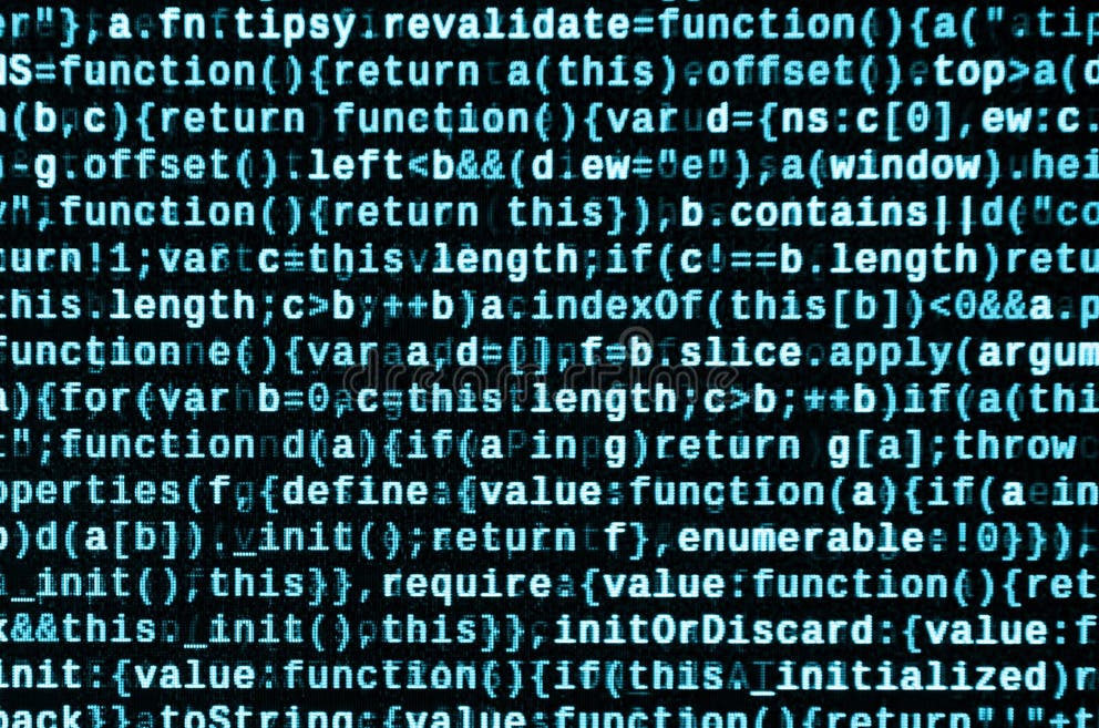 Writing Programming Code on Laptop. Digital Binary Data on Computer ...