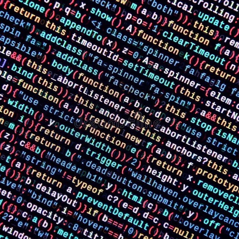 Writing Programming Code on Laptop. Digital Binary Data on Computer Screen Stock Image - Image ...