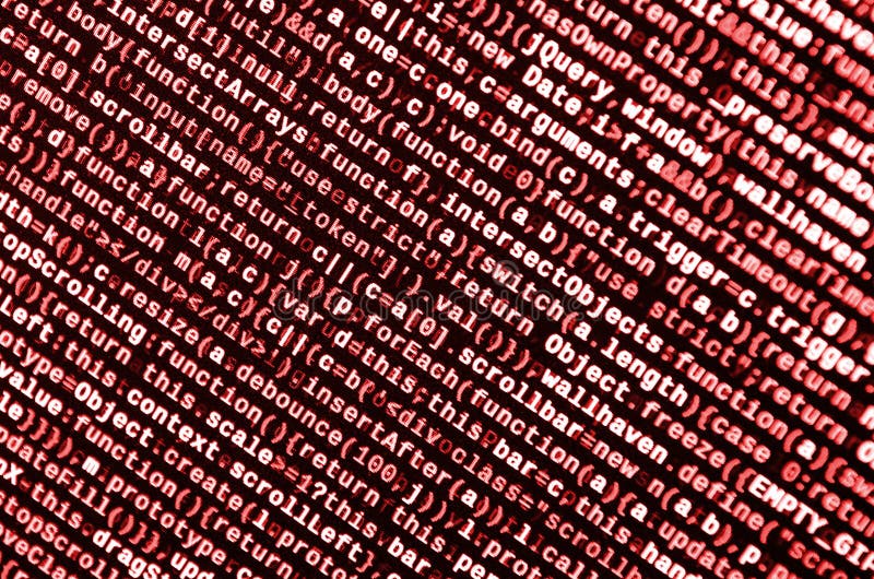 Writing Programming Code on Laptop. Digital Binary Data on Computer ...