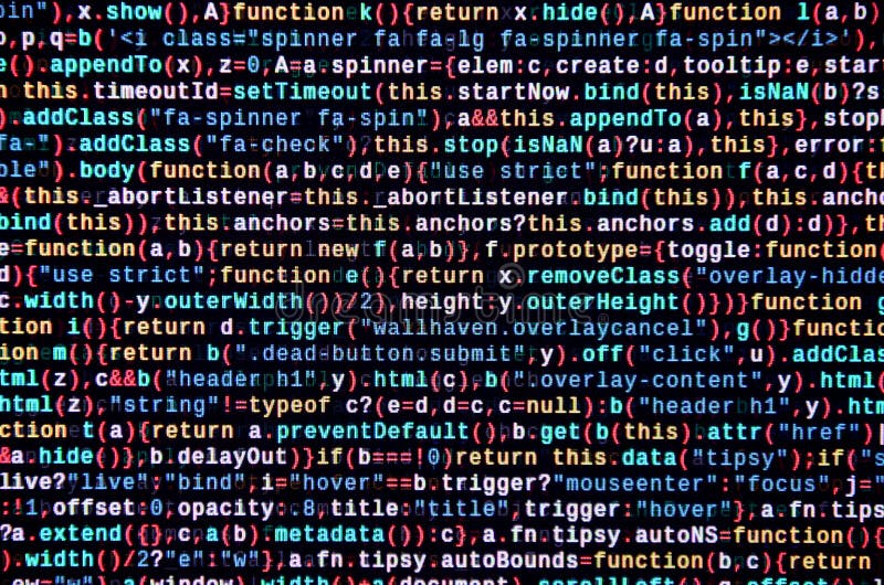 Writing Programming Code On Laptop Digital Binary Data On Computer