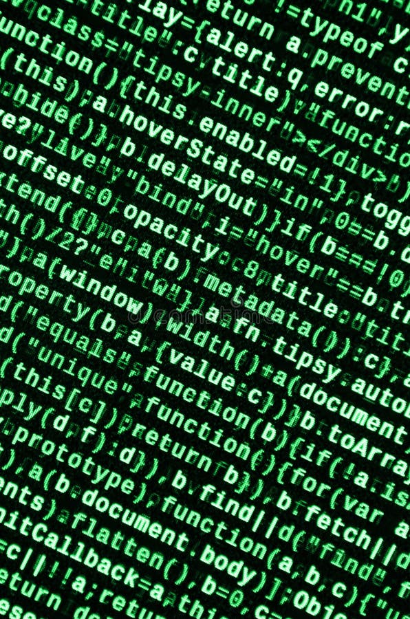 Writing Programming Code on Laptop. Digital Binary Data on Computer ...