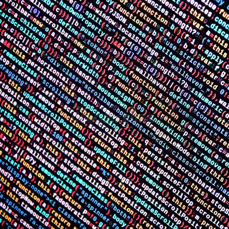 Writing Programming Code on Laptop. Digital Binary Data on Computer Screen Stock Illustration ...