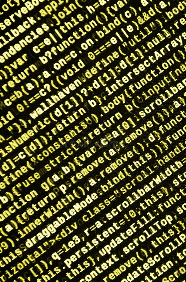 Writing Programming Code on Laptop. Digital Binary Data on Computer ...