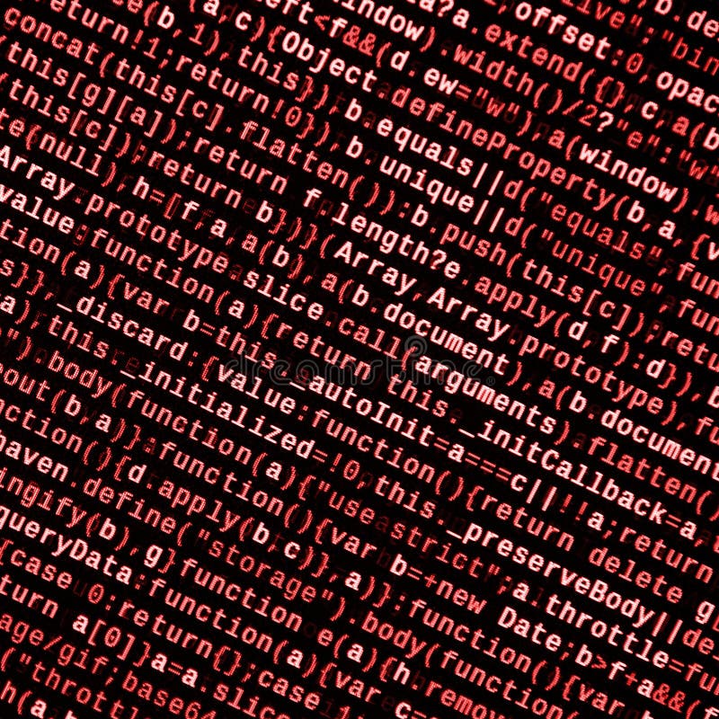 Writing Programming Code on Laptop. Digital Binary Data on Computer ...