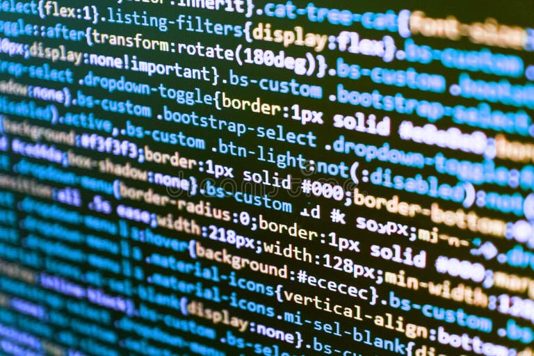 Writing Programming Code on Laptop. Mobile App Building Stock Photo ...