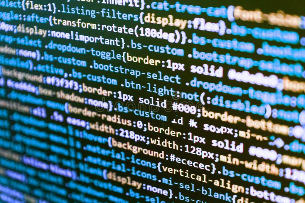 Writing Programming Code on Laptop. Mobile App Building Stock Photo ...