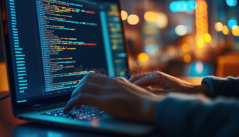 Writing Programming Code on Laptop Stock Photo - Image of system, occupation: 396632896