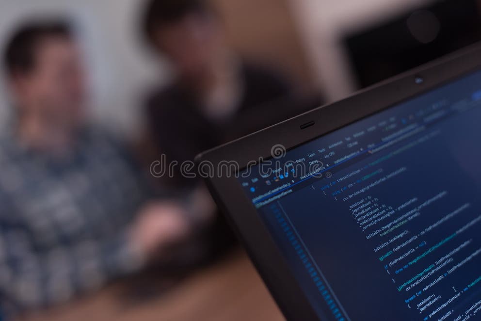 Writing Programming Code on Laptop Stock Image - Image of internet ...