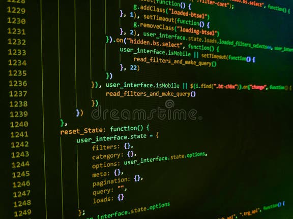 Writing Programming Functions on Laptop. Database Bits Access Stream ...