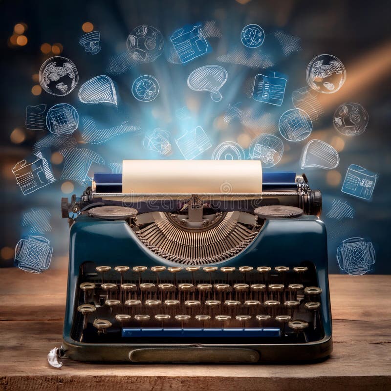 Writing and Publishing an Article, Featuring Elements Like a Typewriter ...