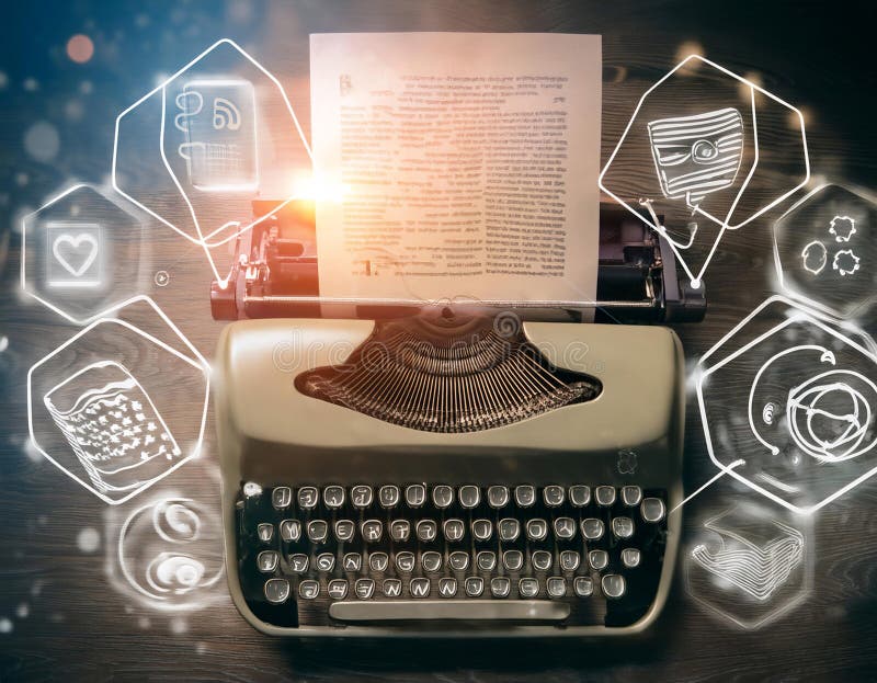 Writing and Publishing an Article, Featuring Elements Like a Typewriter ...