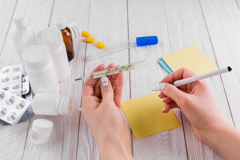 Writing a Recipe for Treatment Stock Image - Image of medication ...