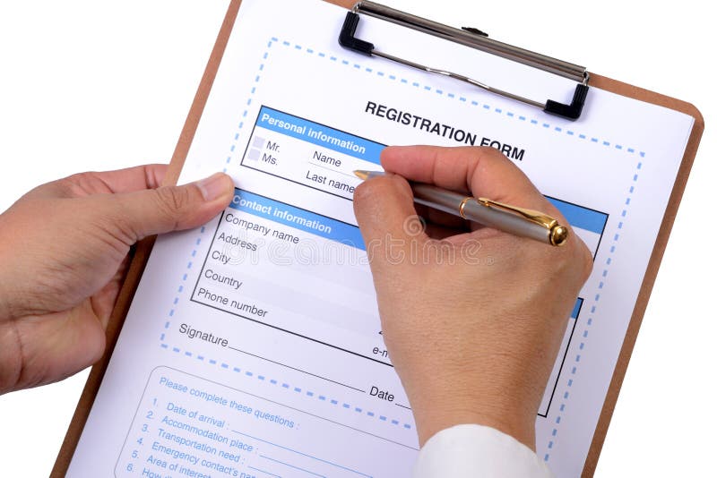 Writing registration form. stock image. Image of form - 39574149