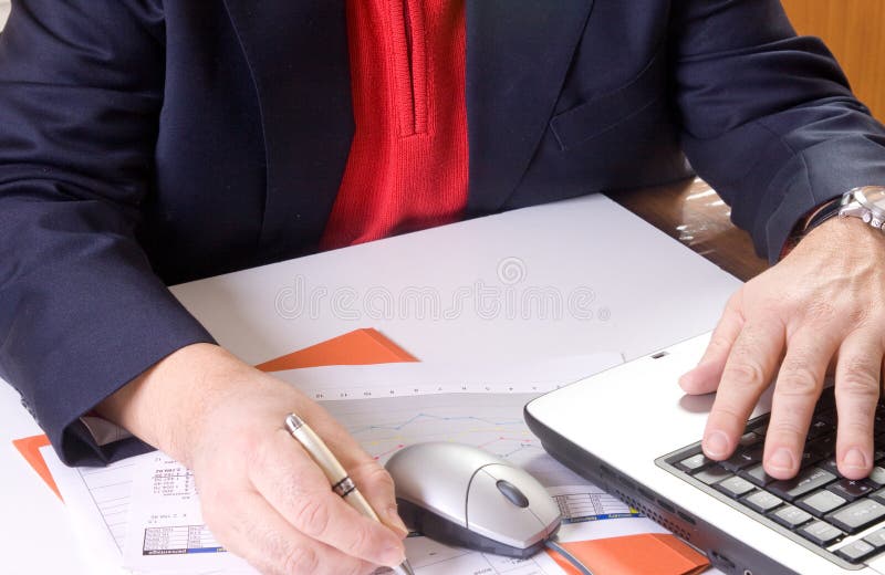 Writing reports stock image. Image of computer, hand - 12454263