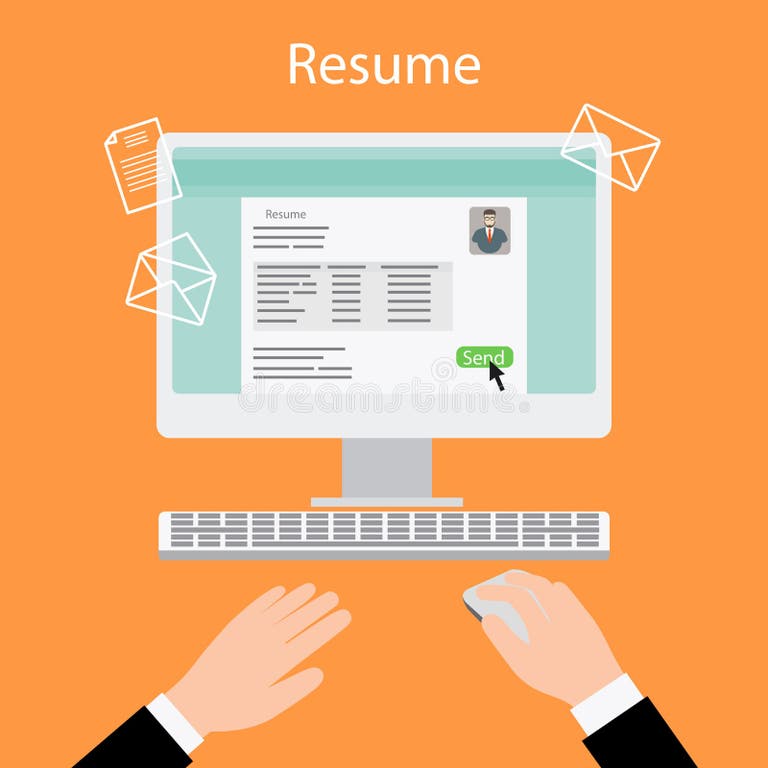 Writing a Resume on Computer Stock Vector - Illustration of office ...