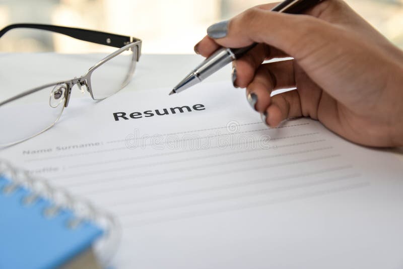 Man Writing Resume and CV in Home Office with Laptop Stock Image ...