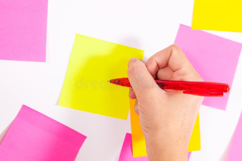 Writing on Screen- Wall Covered with Sticky Notes Stock Photo - Image ...