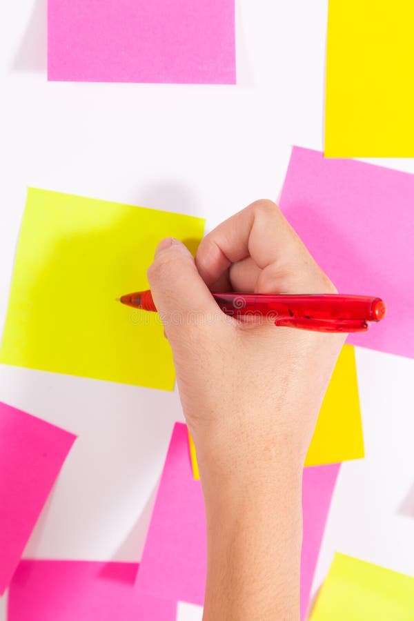 Writing on Screen- Wall Covered with Sticky Notes Stock Photo - Image ...