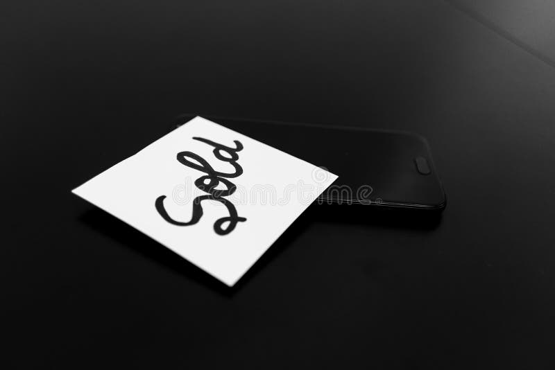Writing Sold on Paper. Sold on Colorful Sticky Paper Note Stock Photo ...