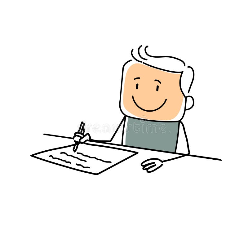 Writing Stick Figure Illustration Vector Stock Vector - Illustration of ...