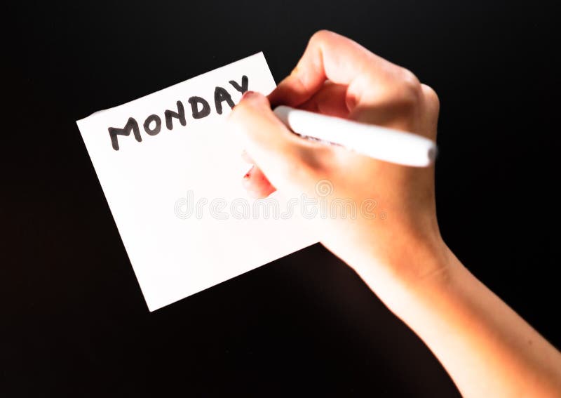 Writing on Sticky Note MONDAY. Text with MONDAY on Paper Stock Image ...