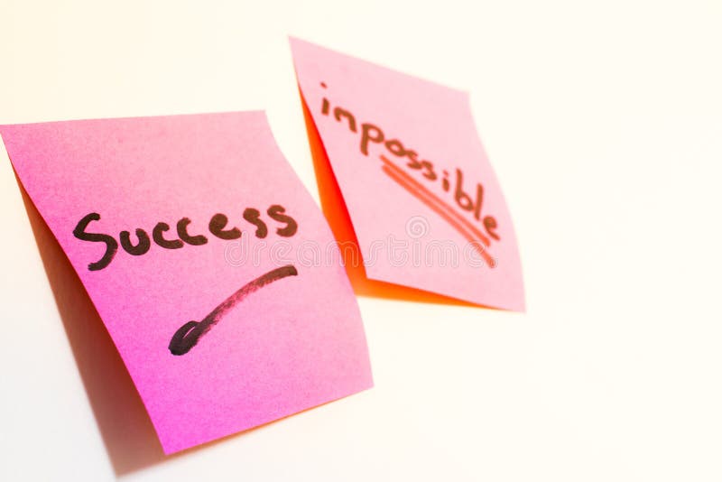 Writing Success and Posible on Post-it. Stock Image - Image of space ...