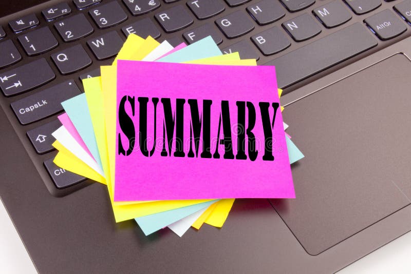 Writing Summary Text Made in the Office Close-up on Laptop Computer ...