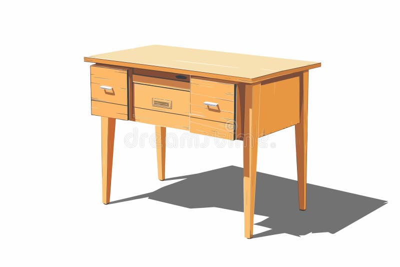 Writing Table Isolated Illustration Stock Vector - Illustration of book ...