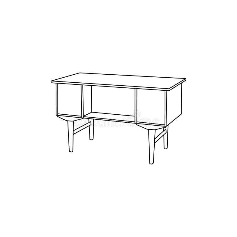 Table Line Art Style Interior Design Template Stock Vector ...