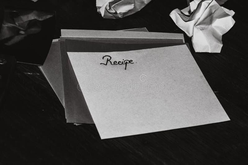 Writing Text Recipe on Colorful Sticky Note or Post it. Close Up Stock ...