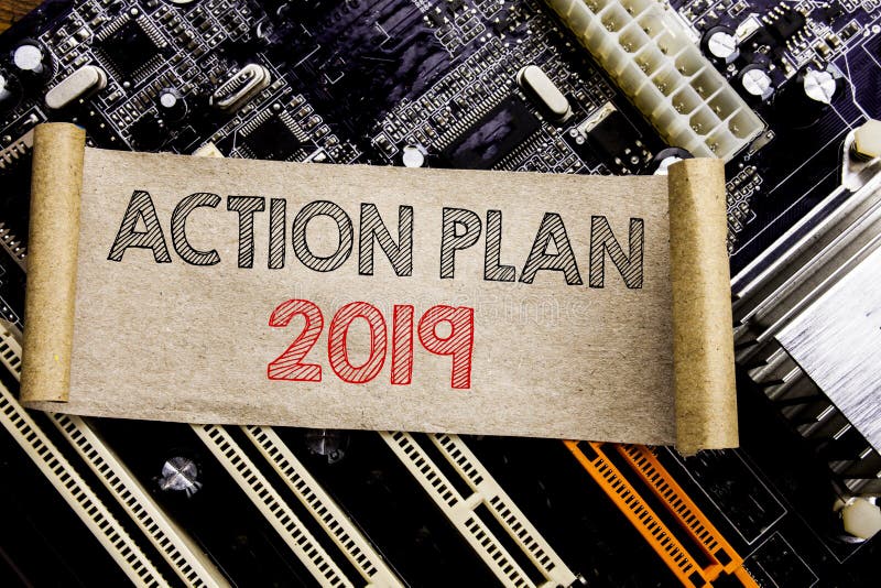 Writing Text Showing Action Plan 2019. Business Concept for Success ...