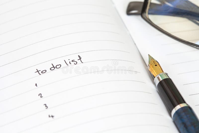Writing To Do List on Notebook Page with Pen Stock Photo - Image of ...