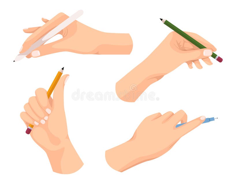 Writing tools in hand stock vector. Illustration of hold - 300714228