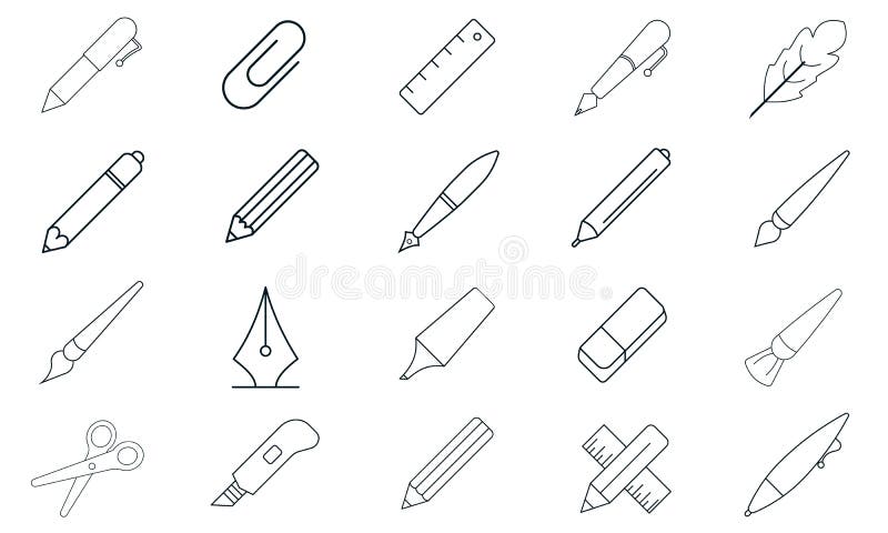 Writing Tools Icon Set Vector Illustration. Stock Illustration ...