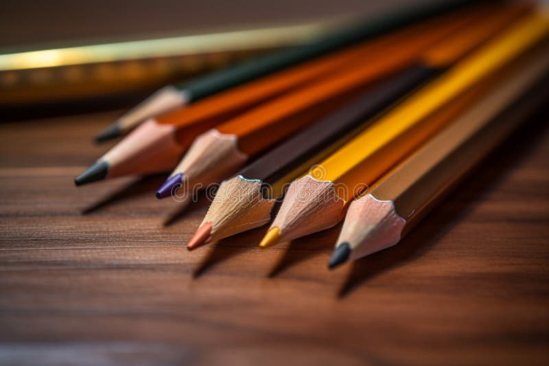 Writing Tools and Training Materials on Wooden Table: Pencils, Pens ...