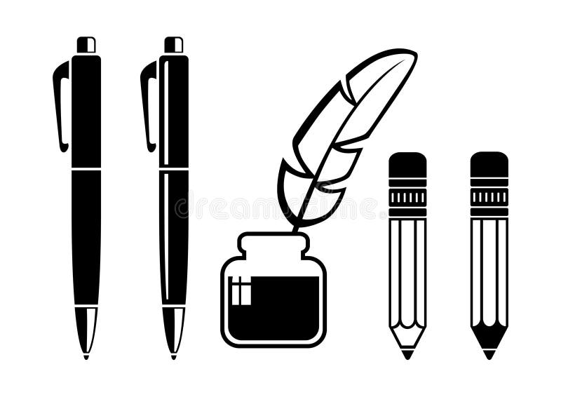 Vector Writing and Painting Tools Icons Set Stock Vector - Illustration ...