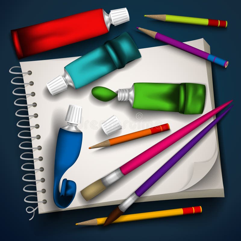 Writing utensils. stock photo. Image of artist, plastic - 77655878