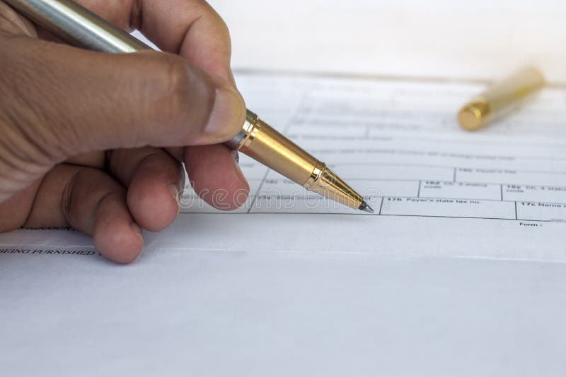 Writing Various Contracts, Document Signing. Stock Image - Image of ...