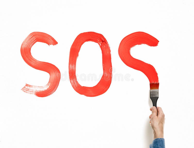 The Writing on the Wall - Sos. Stock Photo - Image of wall, fear: 203475824