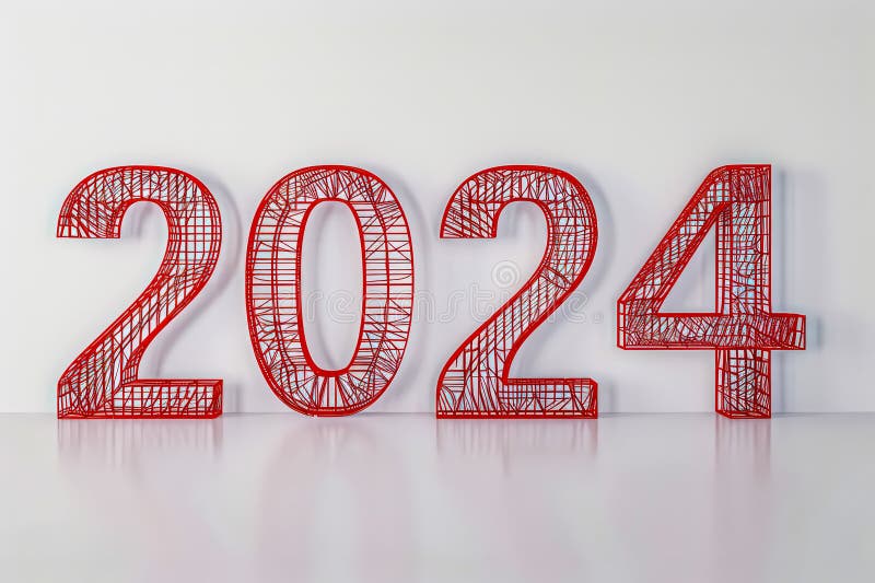 Writing 2024 hologram stock illustration. Illustration of color - 304338184