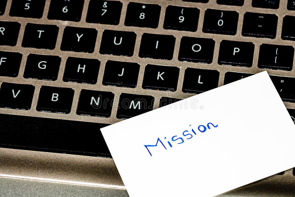 Writing on White Label Mission. Text with Mission on a Label on ...
