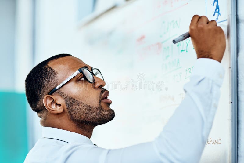 Writing, Whiteboard and Business Man Planning, Brainstorming and Job ...