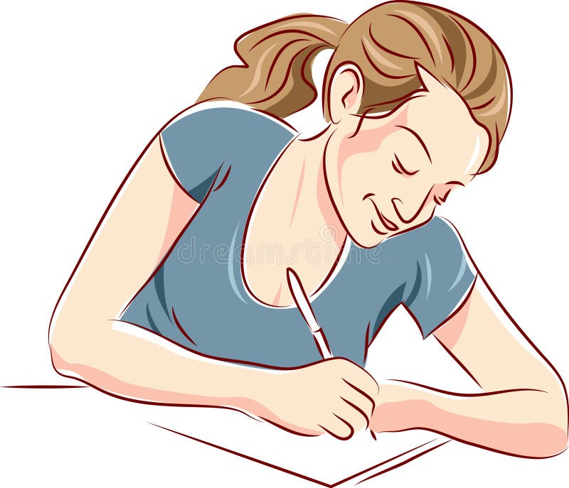 Kid writing stock vector. Illustration of child, solo - 14071423