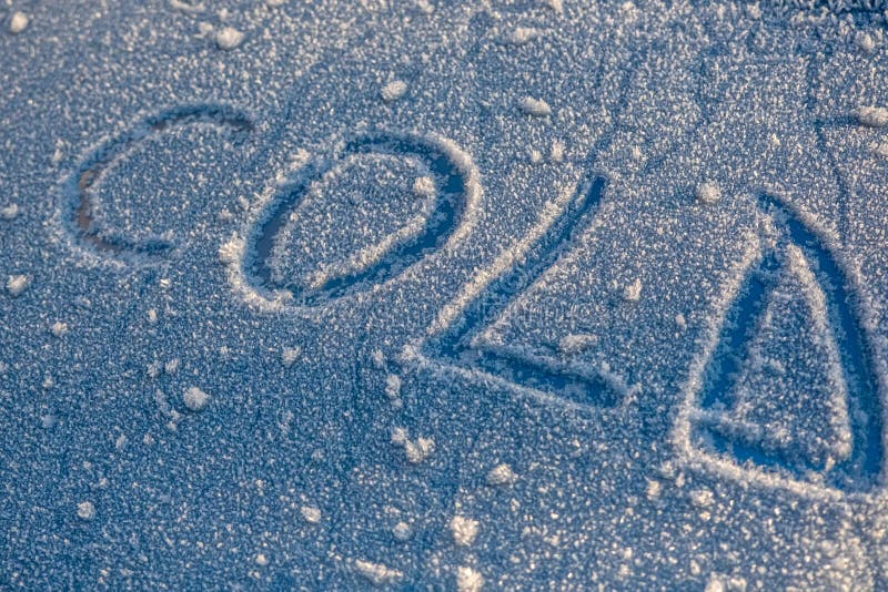 Writing the Word COLD on a Frozen Window. Stock Image - Image of ...