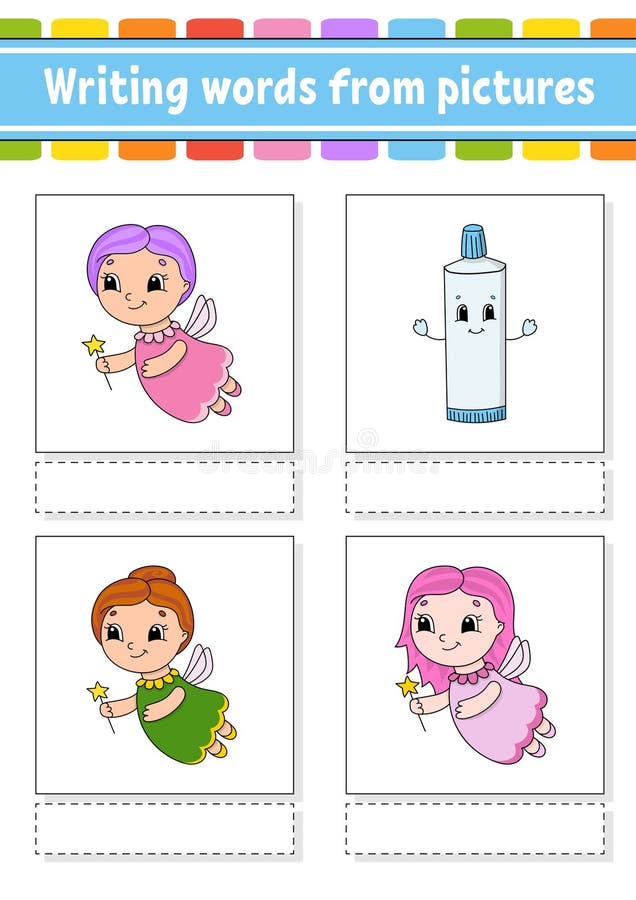 Writing Words from Pictures. Education Developing Worksheet. Activity ...